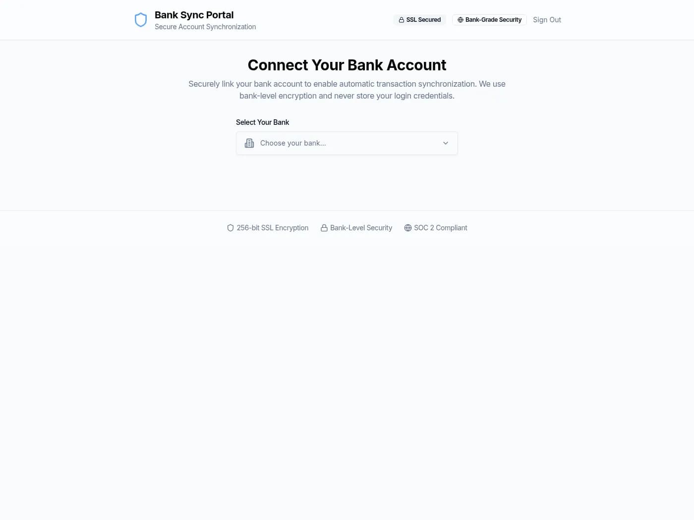 Bank Account Sync Portal