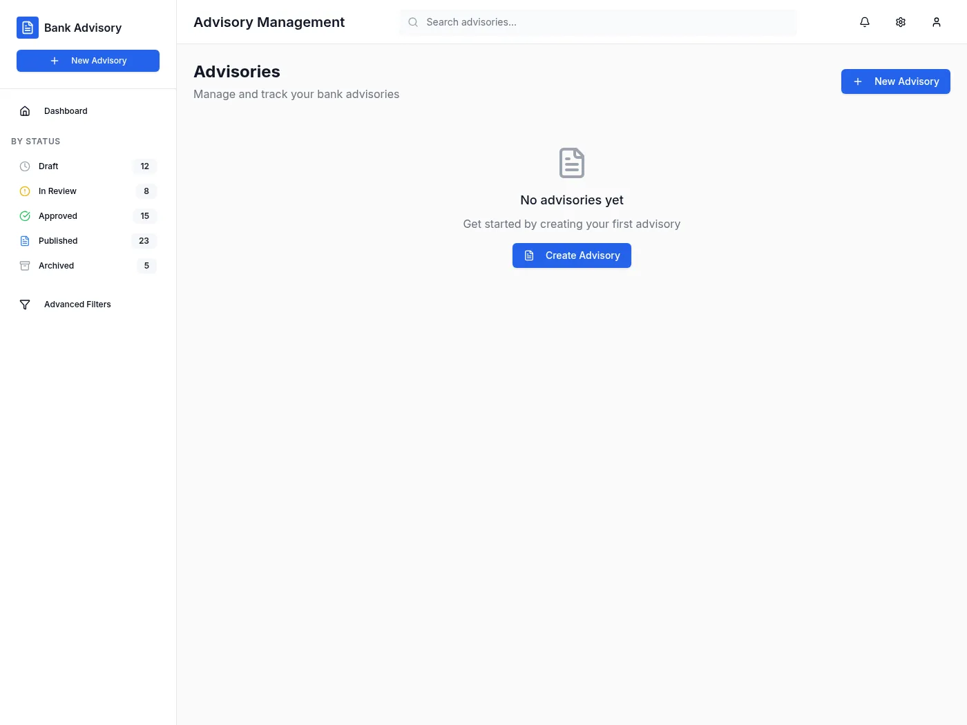 Bank Advisory Management Web App