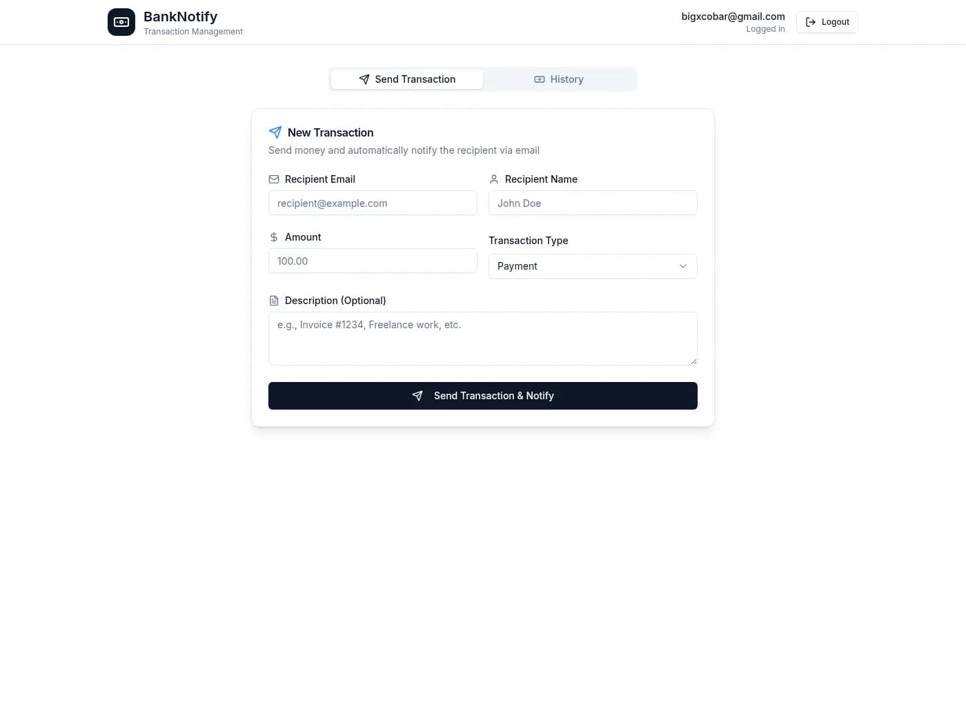 Bank Notification Email Sender