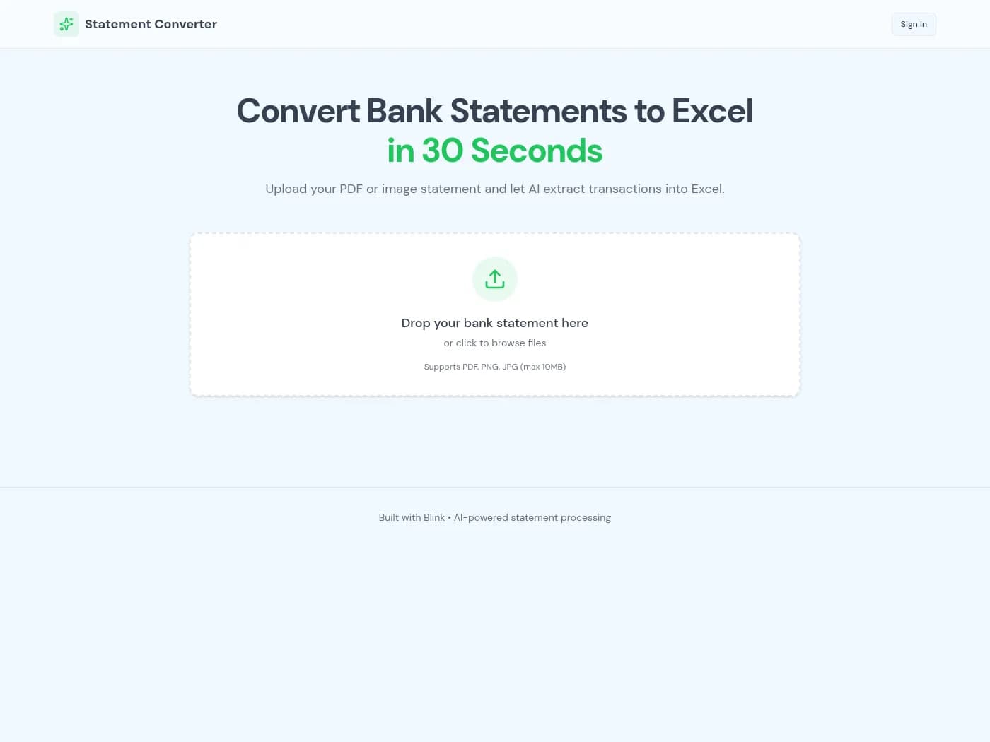 Bank Statement to Excel Converter App