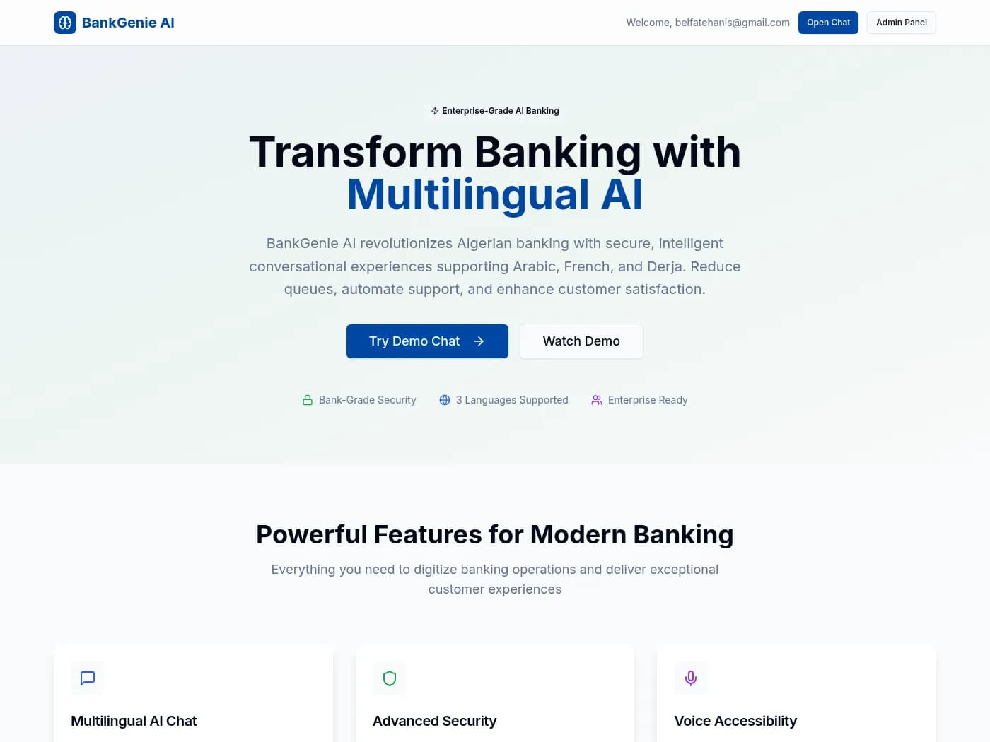 BankGenie AI: Multilingual Conversational Banking Platform for Algeria