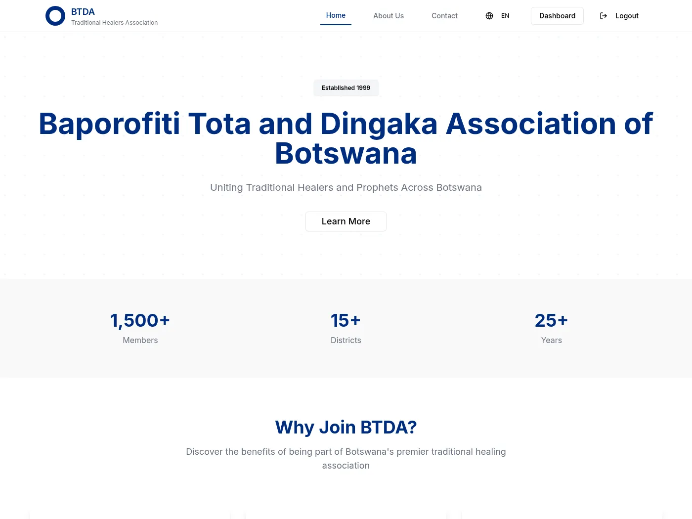 Baporofiti Tota and Dingaka Member Management Portal