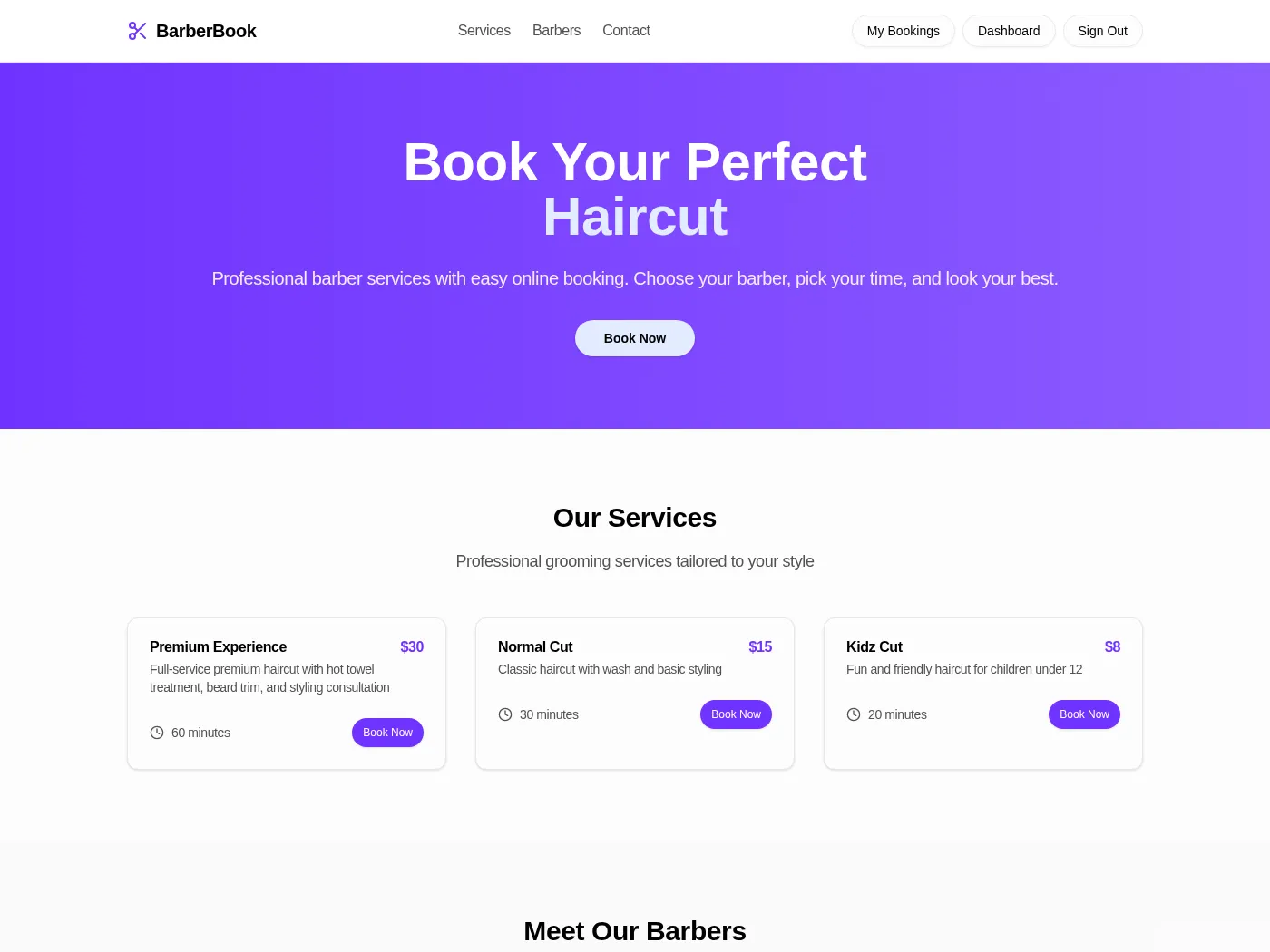 Barber Shop Booking System