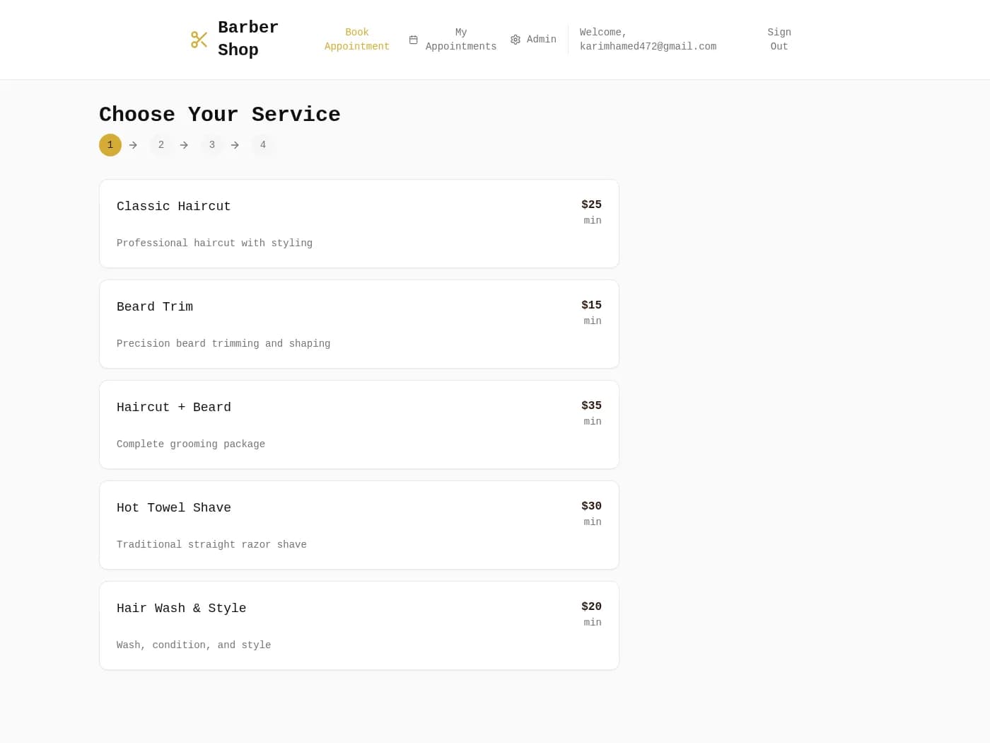 Barber Shop Booking System