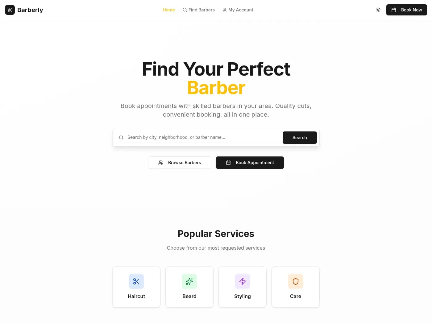 Barberly: Modern Barber Reservation Platform UI