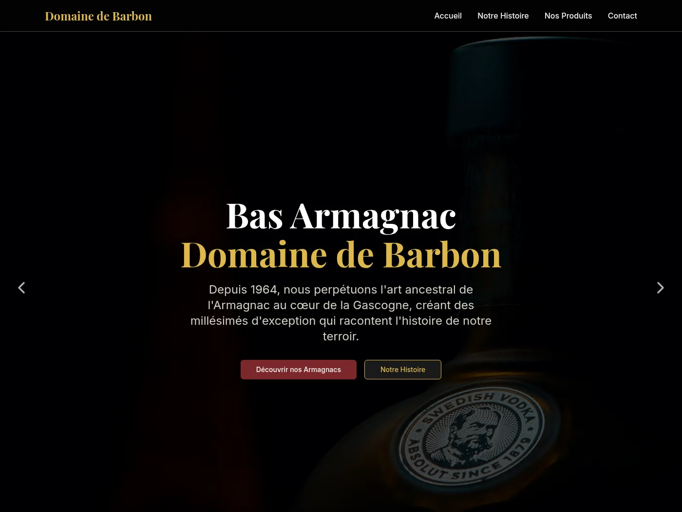 Bas Armagnac Domaine de Barbon – Site vitrine élégant et immersif pour un producteur d’armagnac français historique