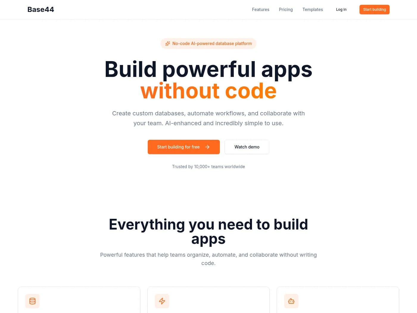 Base44 Clone - Simple No-Code AI-Powered Database for Teams