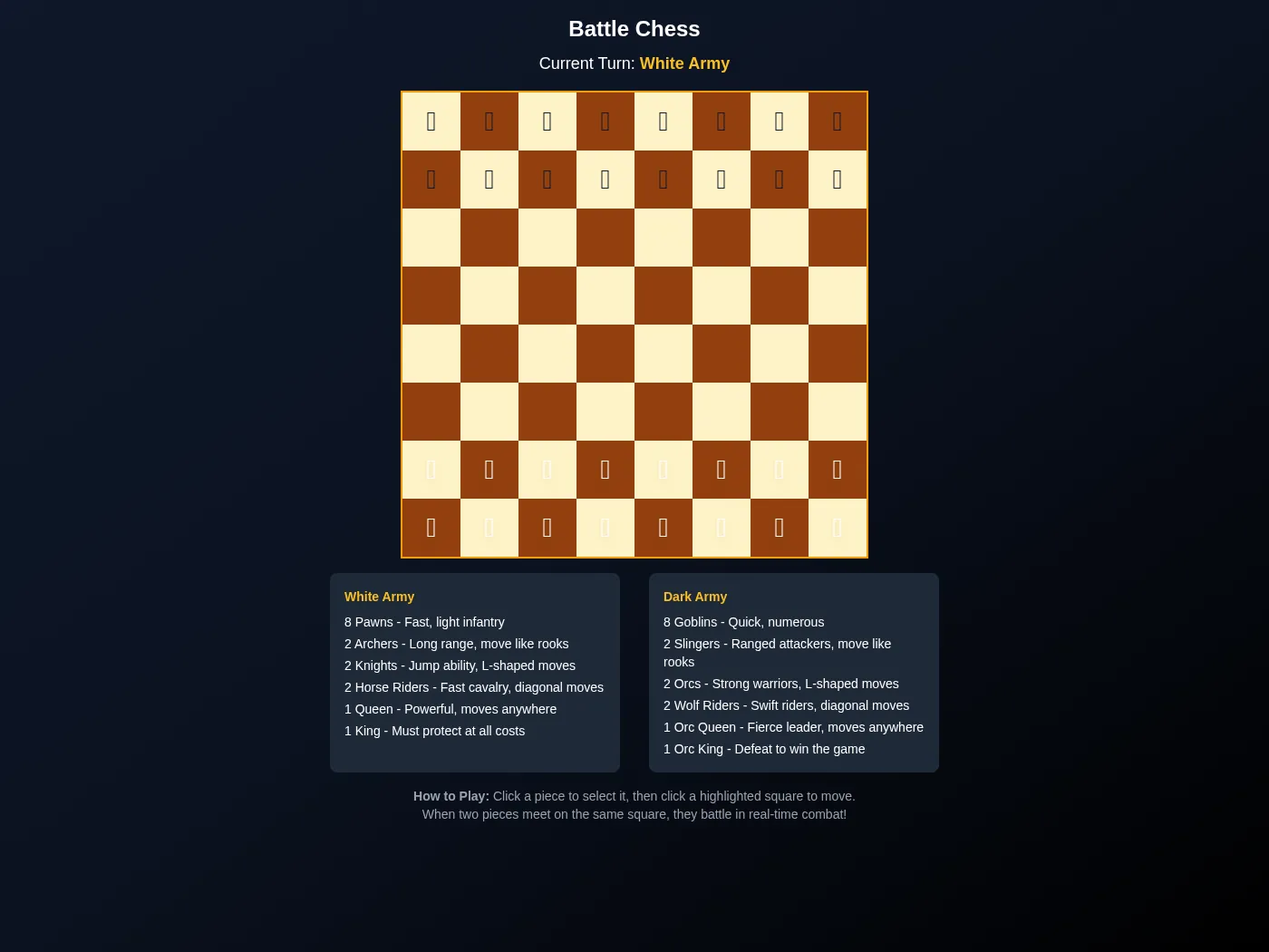 Battle Chess: Two-Player Strategy Game with Combat