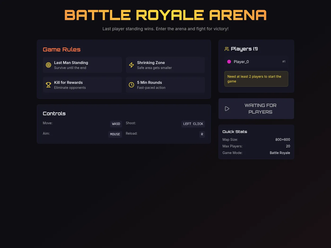 Battle Royale Arena: Web Multiplayer Shooter