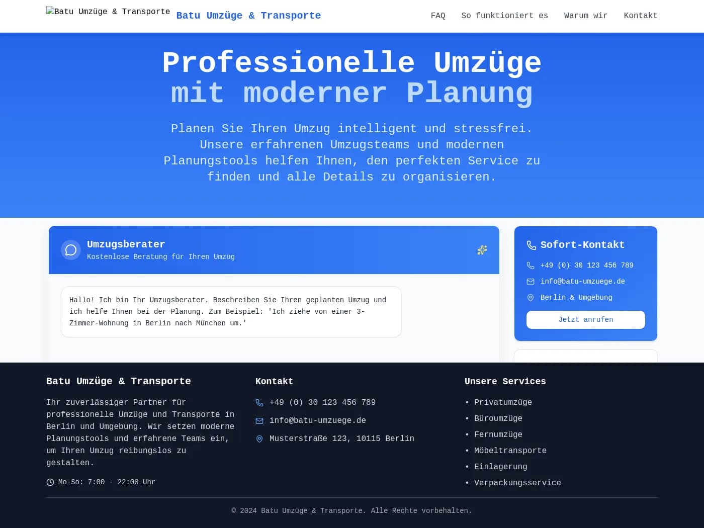 Batu Umzüge und Transporte Webportal