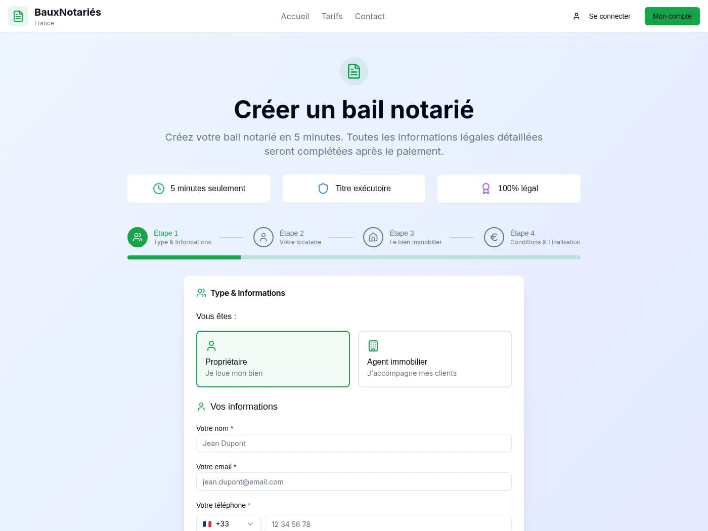 Baux Notariés France - Application