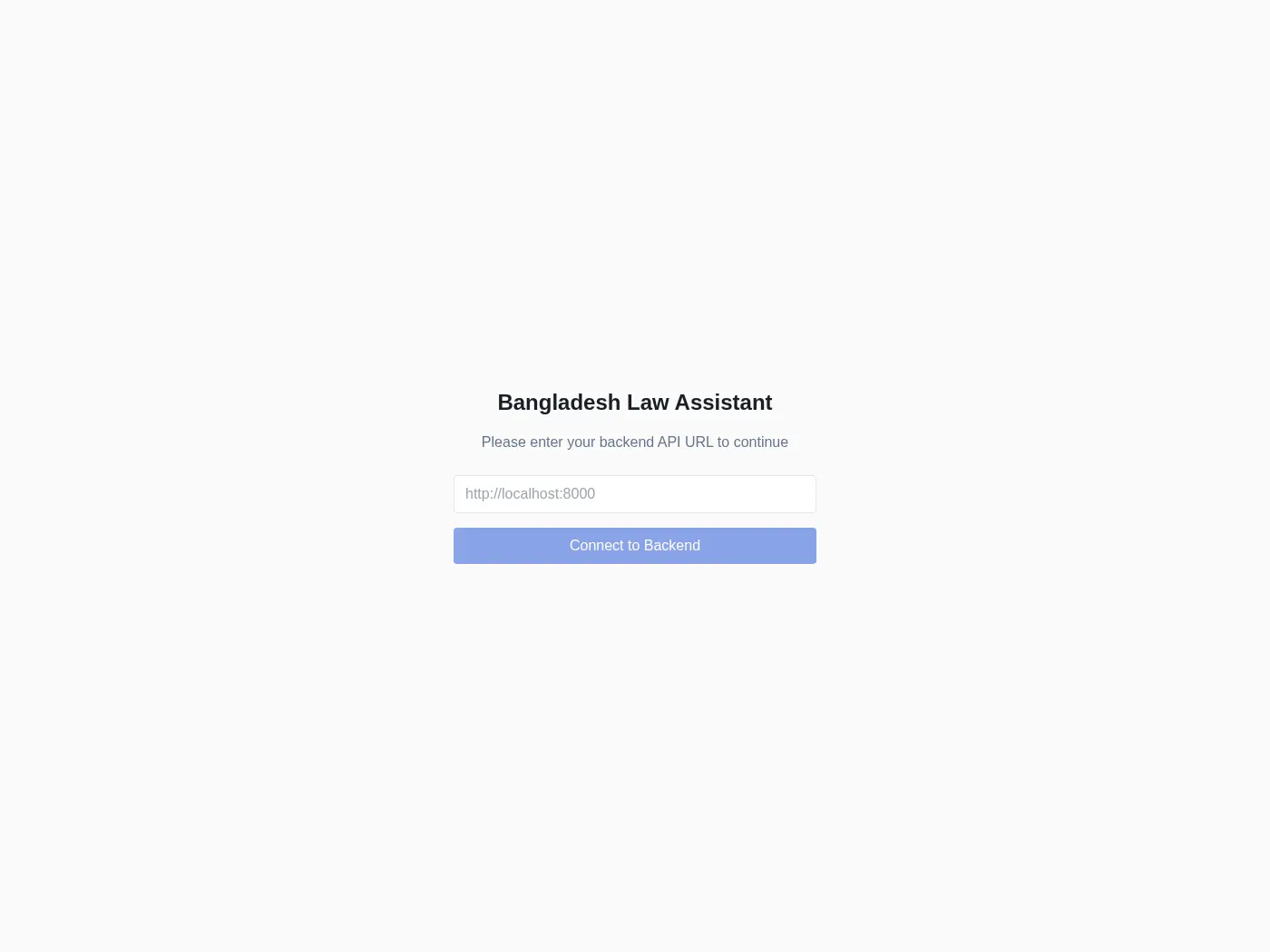 Bangladesh Law Assistant Web Dashboard