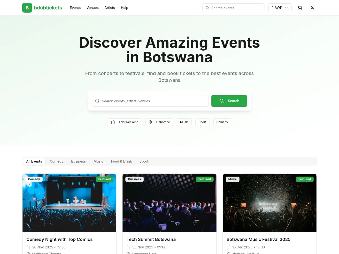 bdubtickets - Botswana's Online Event Ticketing Platform