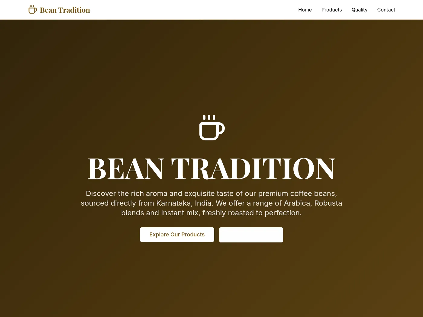 Bean Tradition Coffee Brand Website