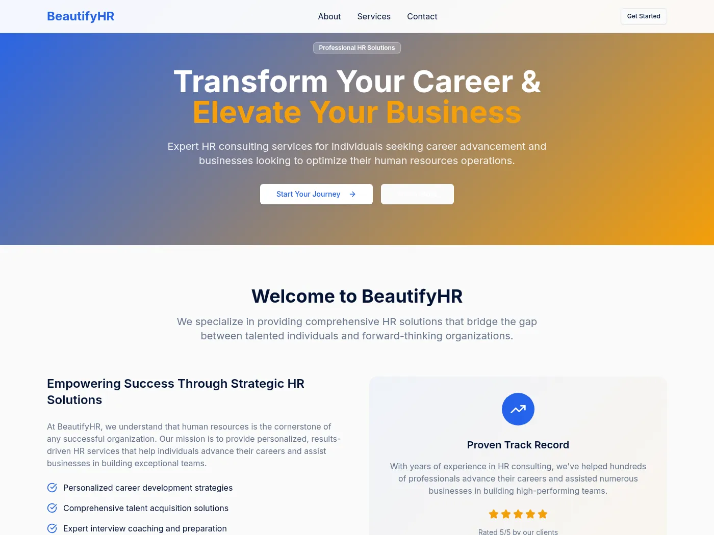 BeautifyHR - Modern HR Landing Page