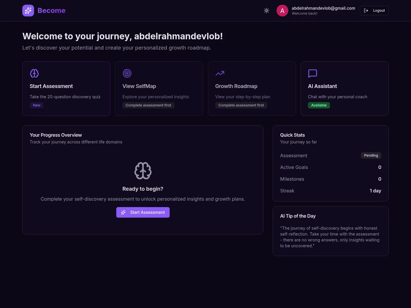 Become: AI-Powered Self-Discovery & Roadmap Platform