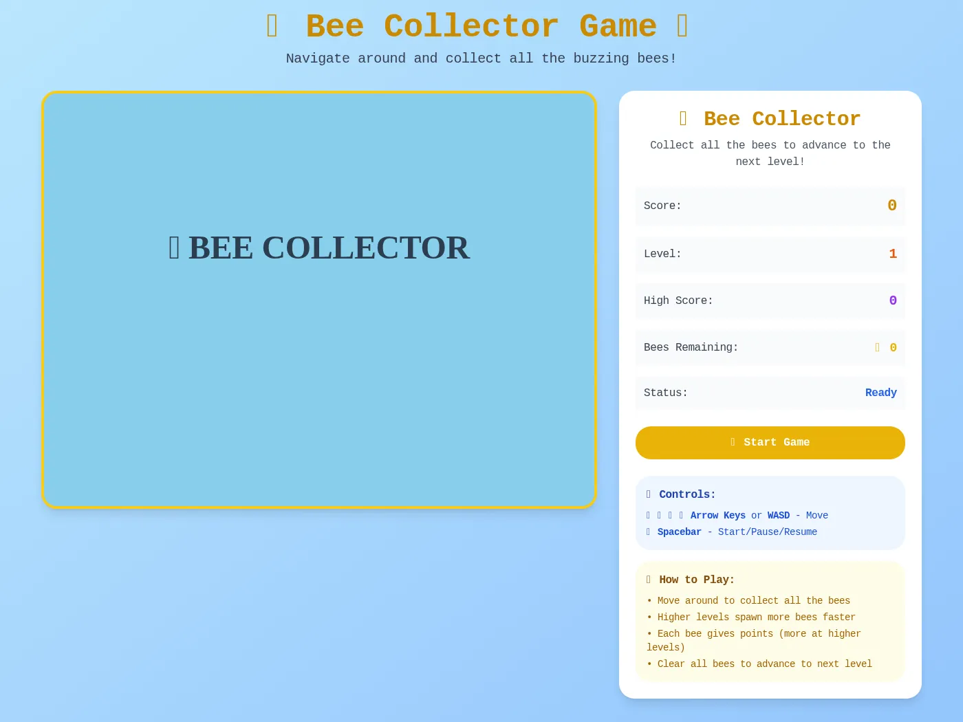Bee Collector 2D Game