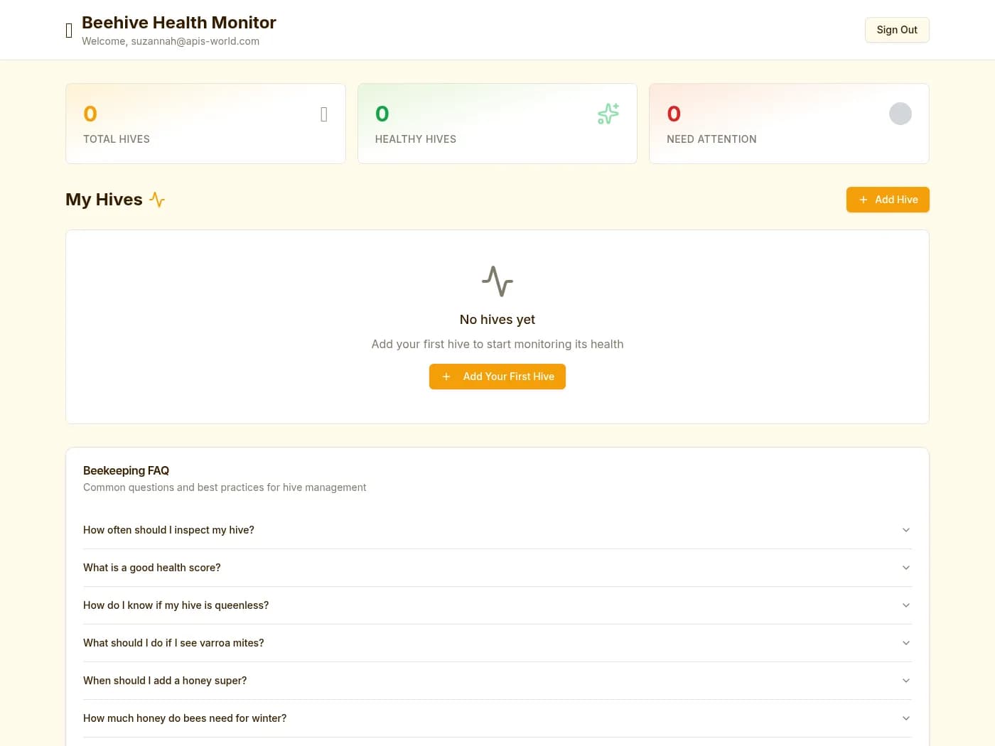 Beehive Health Monitor & FAQ App