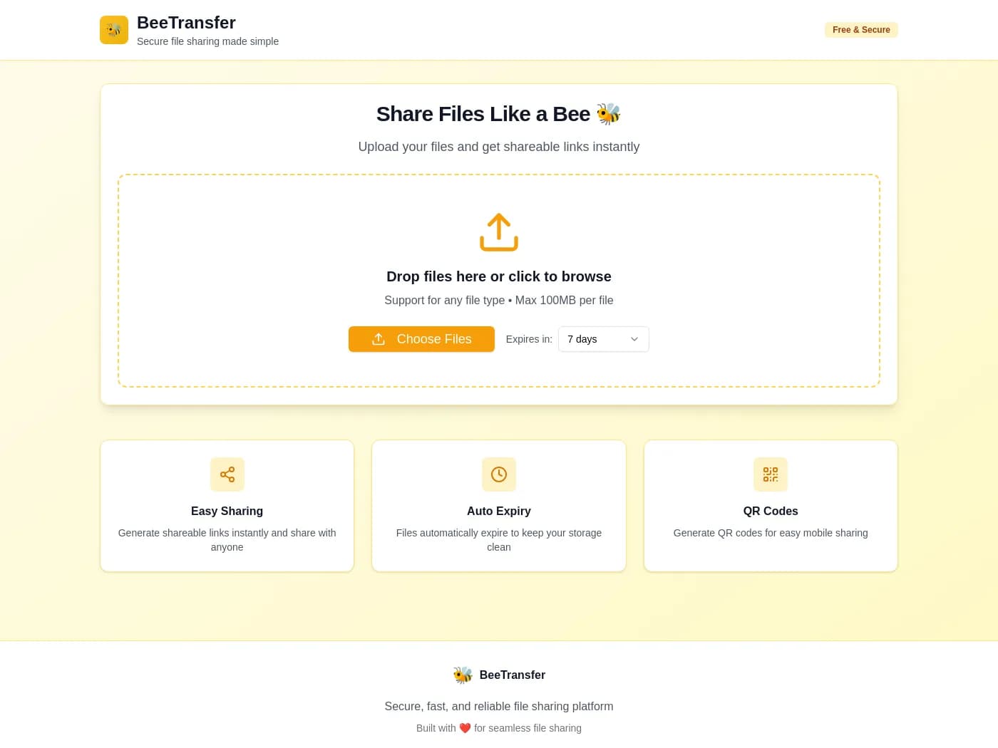 BeeTransfer Clone - File Sharing Platform