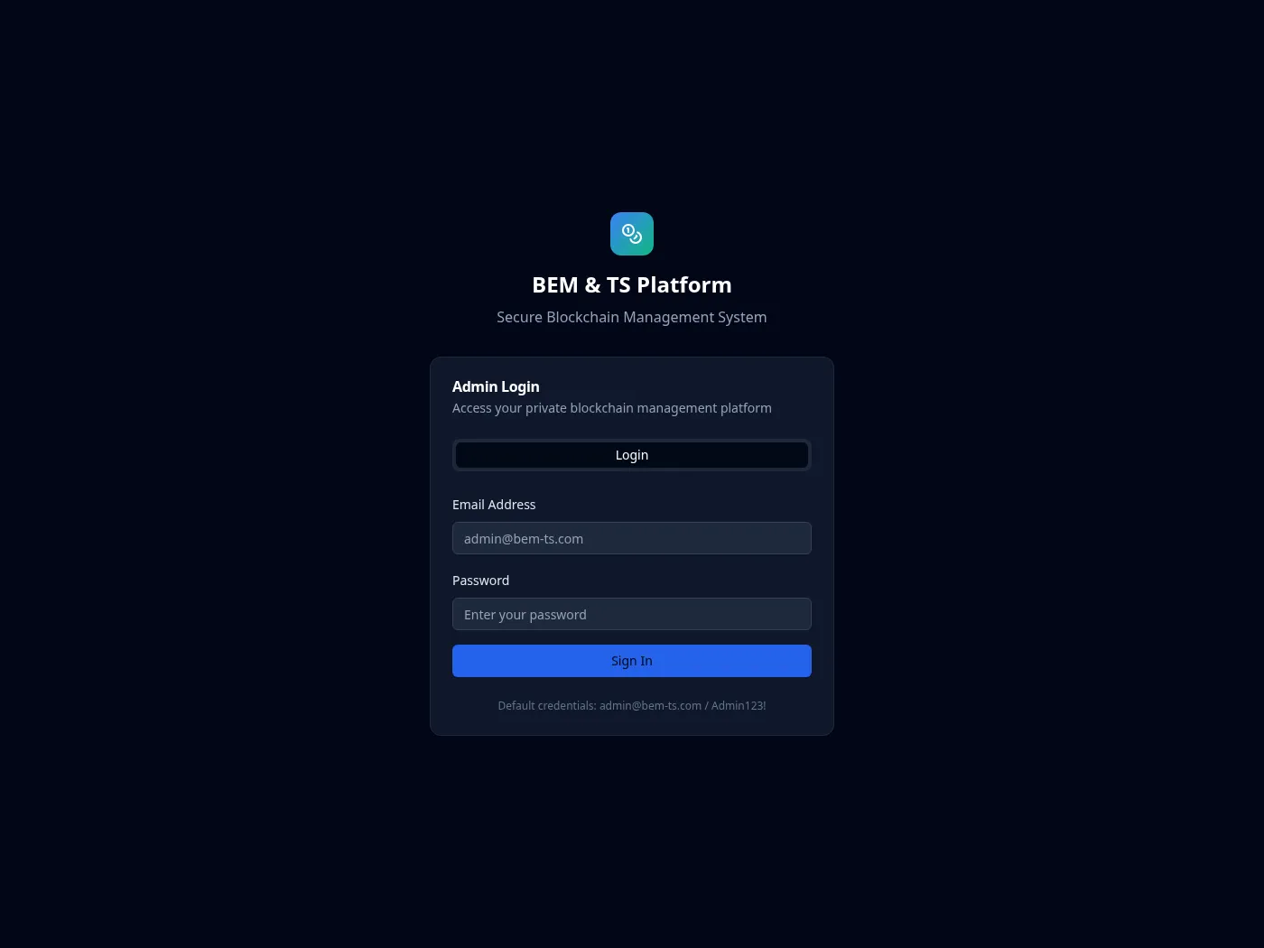 BEM & TS Dual-Token Private Blockchain Management Platform