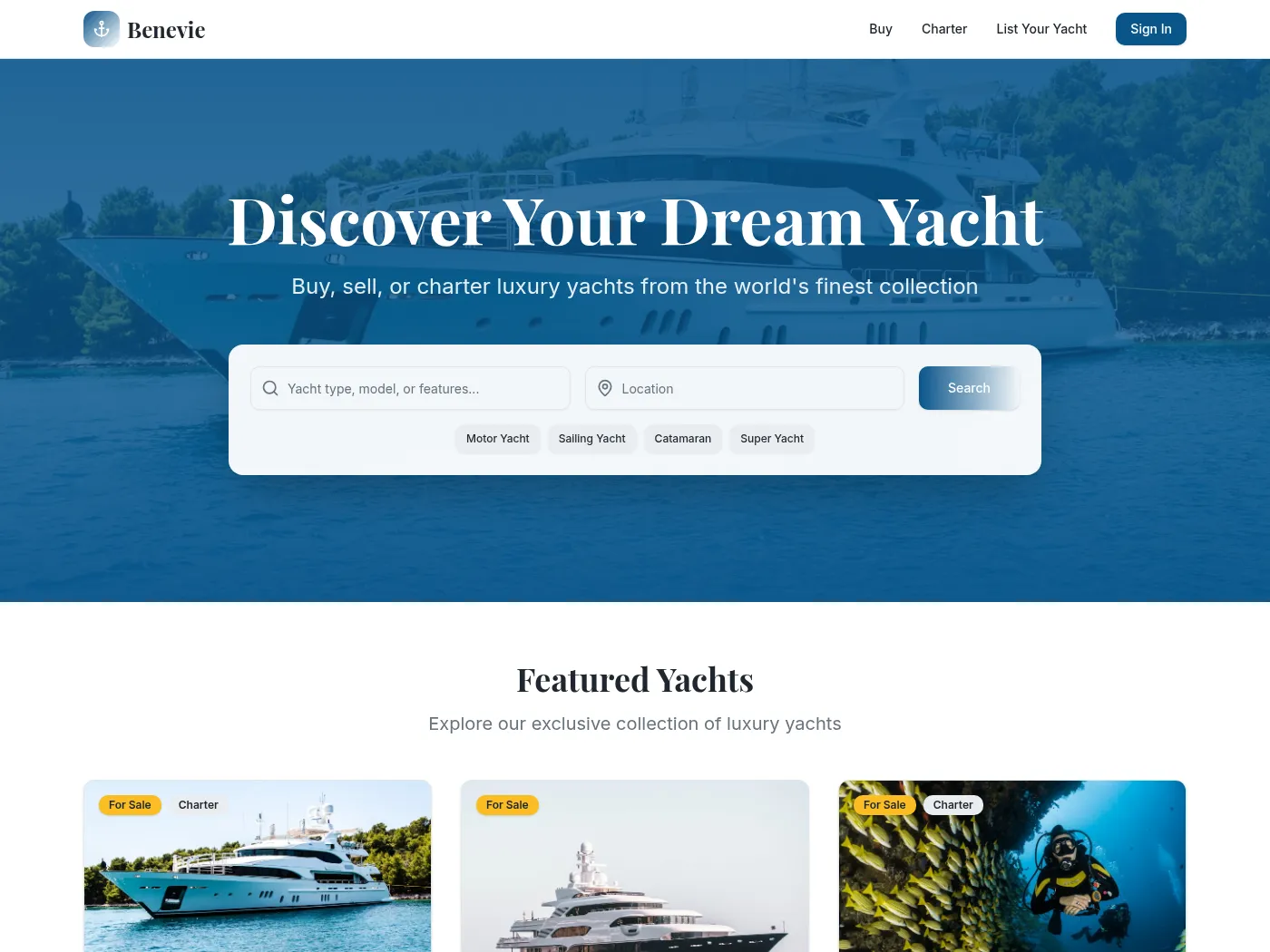 Benevie Yacht Marketplace