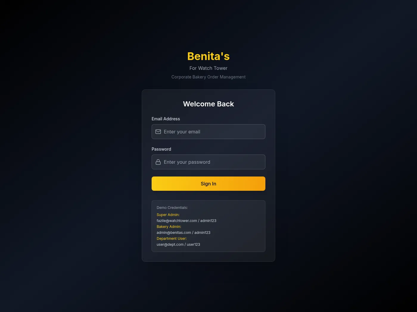 Benita's Corporate Bakery Order Management System