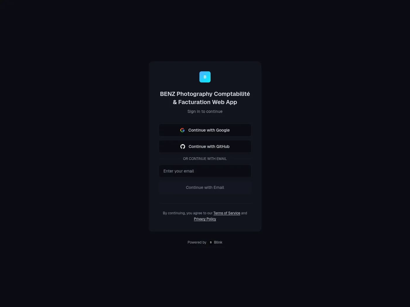 BENZ Photography Comptabilité & Facturation Web App