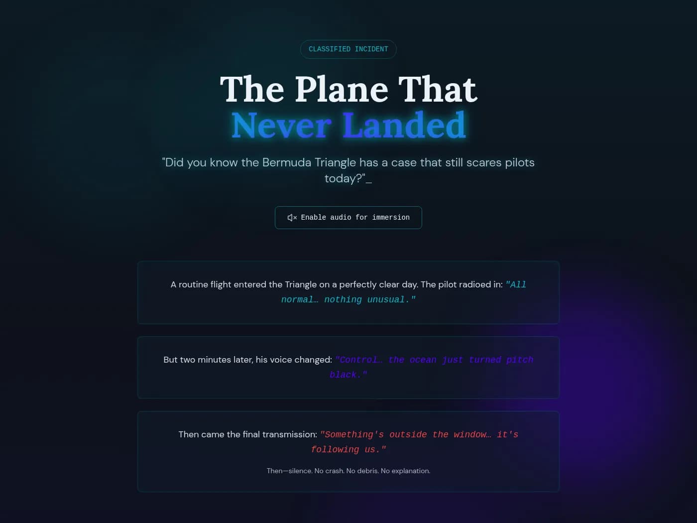 Bermuda Triangle Mystery Interactive Web Experience