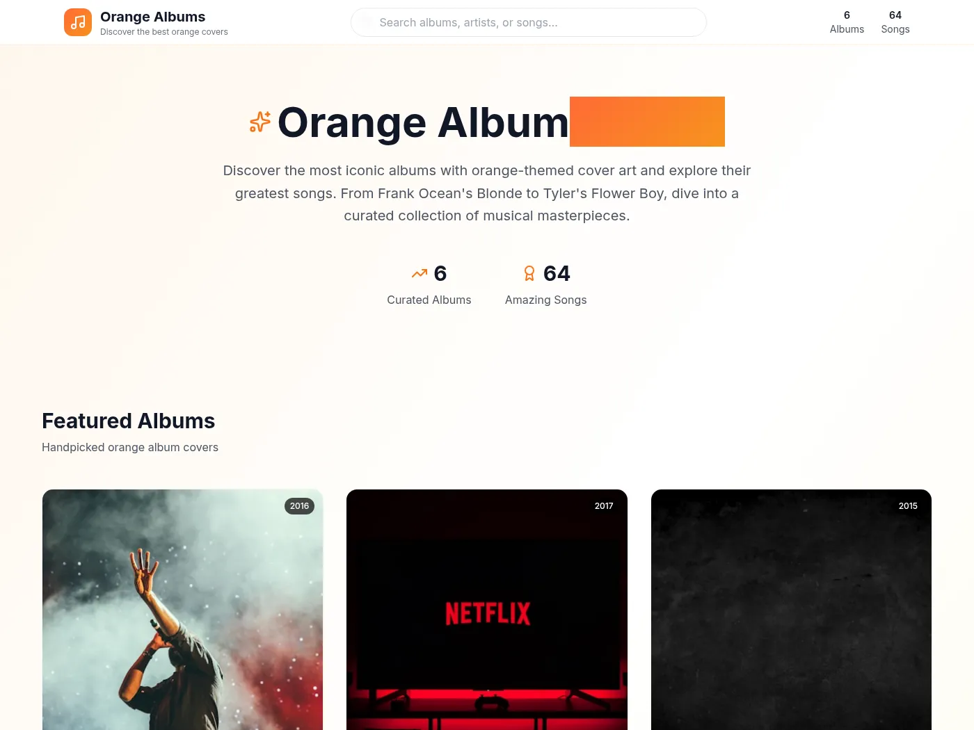Best Orange Album Cover Song Finder