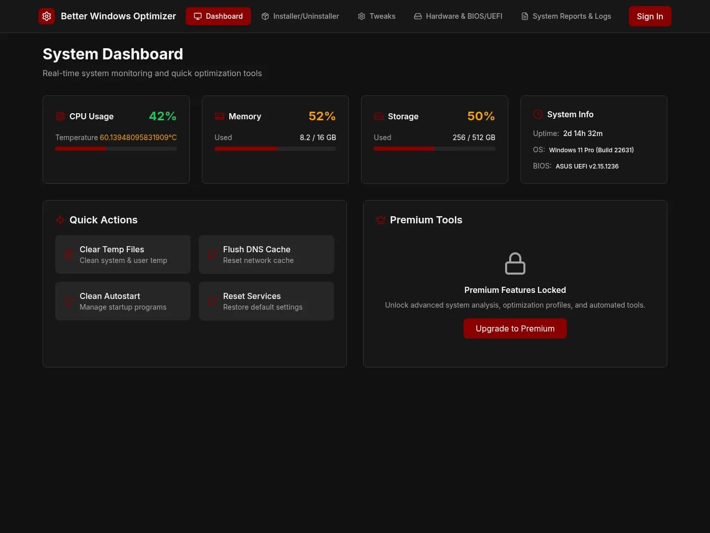 Better Windows Optimizer – Hybrid Desktop & Web App for Advanced System Management