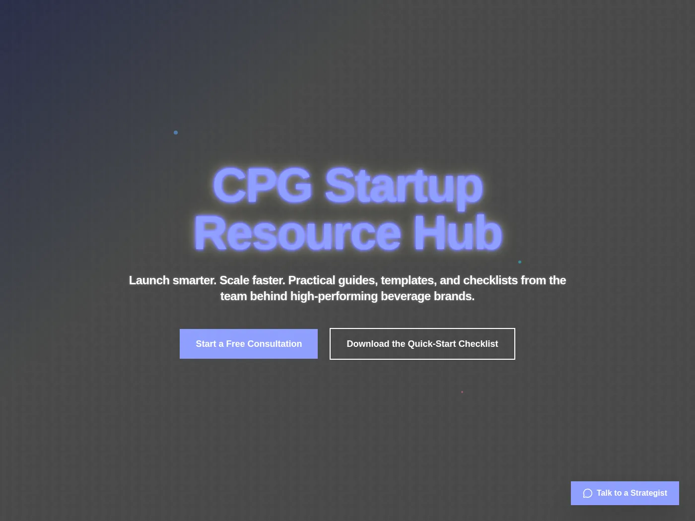 Beverage Startup Resource Hub Website Layout