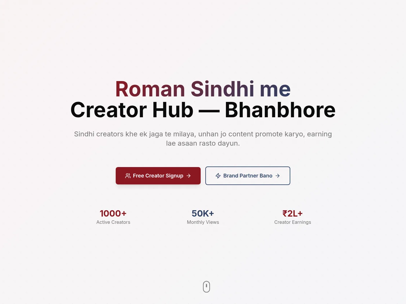 Bhanbhore Creator Hub — Roman Sindhi Ajrak-Themed Website