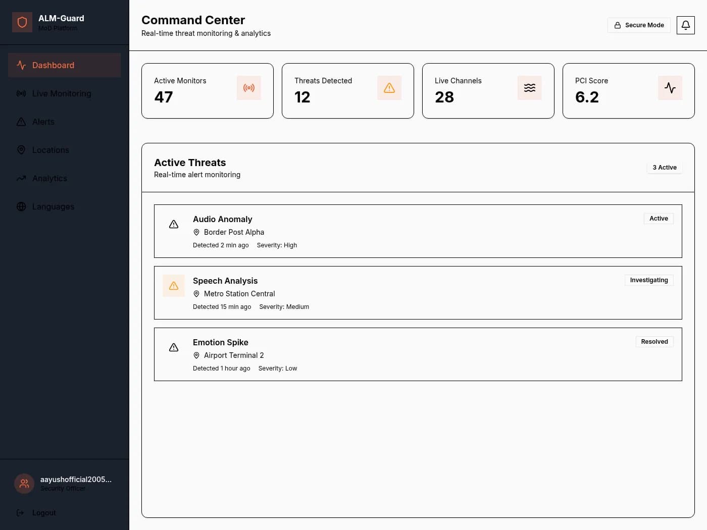 Bharat ALM-Guard: Multilingual Audio-Language Model for Real-Time Threat Detection and Safety
