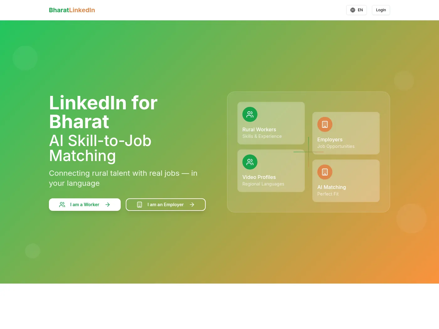 Bharat LinkedIn — AI-Powered Regional Job Portal for Rural India