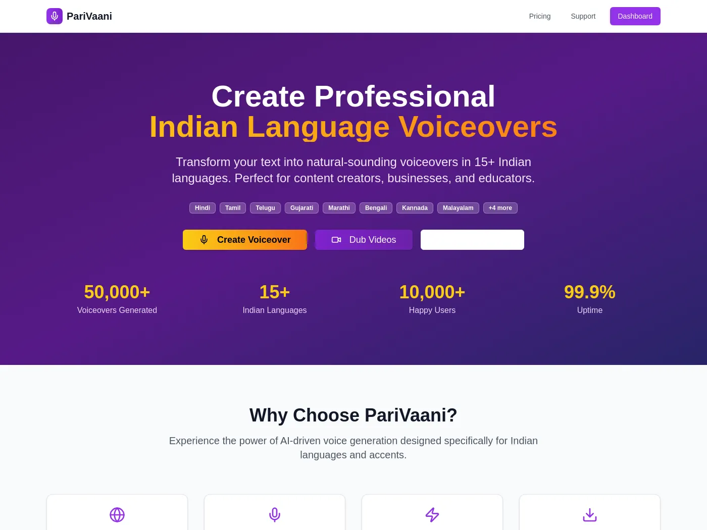 Bharat Voiceover Studio: AI-Powered Indian Language Voice Generator