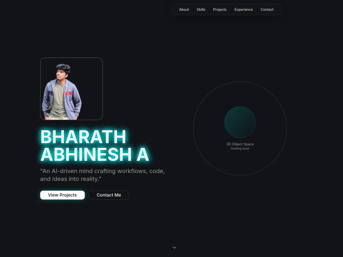 Bharath Abhinesh A’s Futuristic Portfolio Website