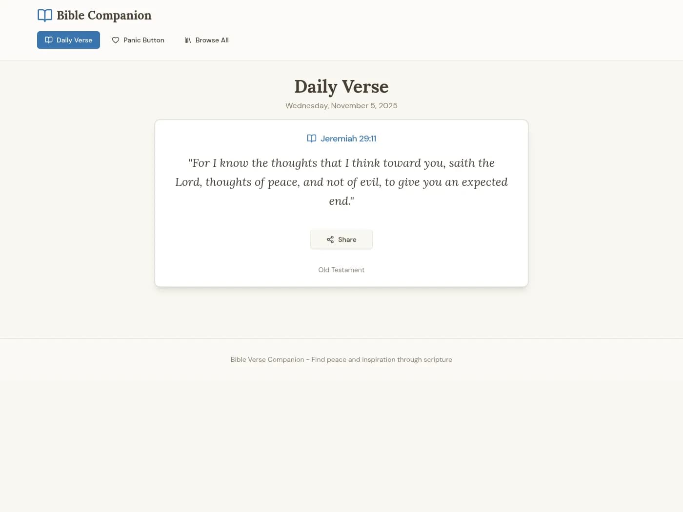Bible Verse Companion with Daily Verses and Panic Button