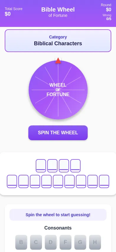 Bible Wheel of Fortune Mobile Game