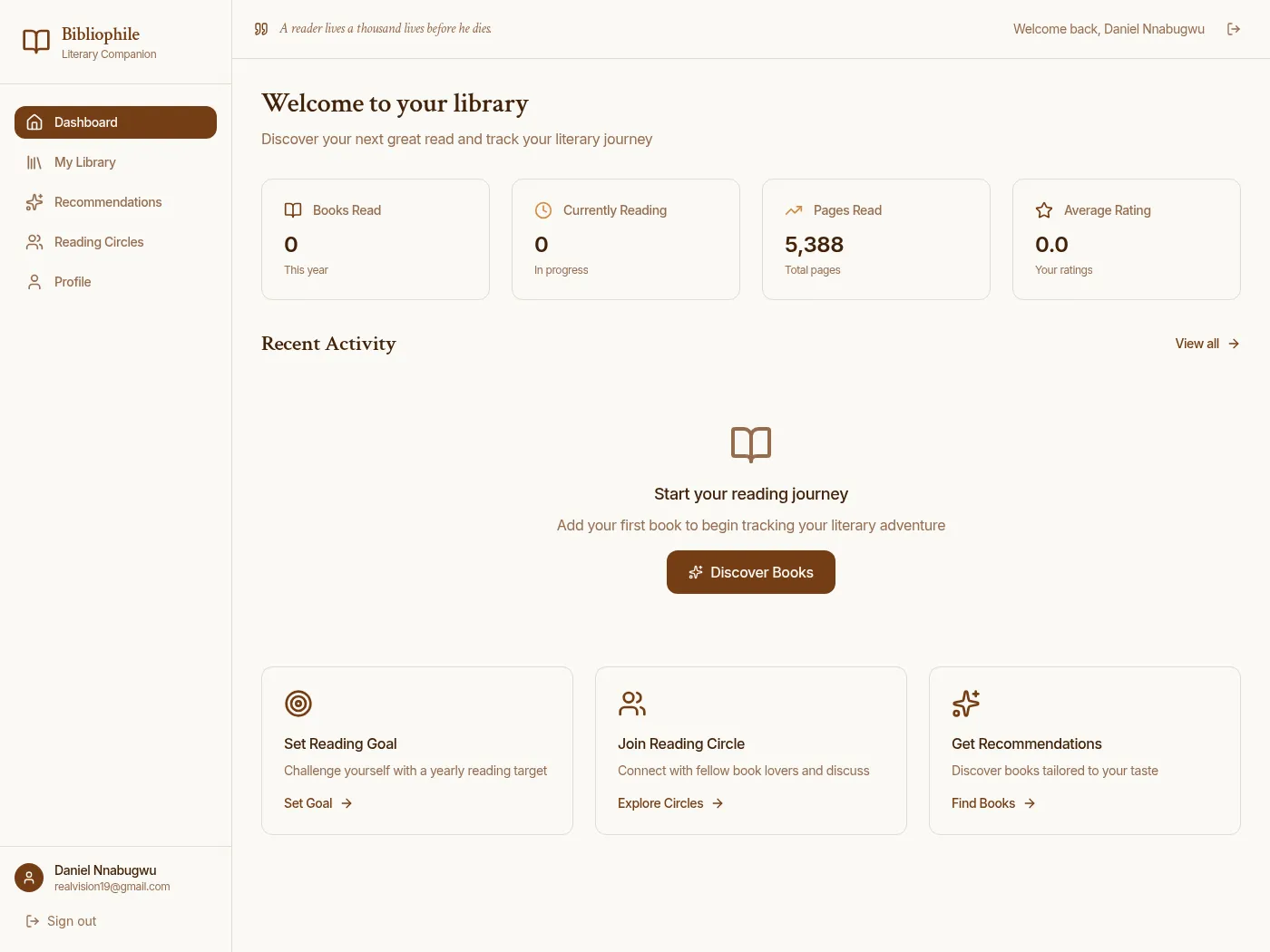 Bibliophile: The Personalized Literary Companion