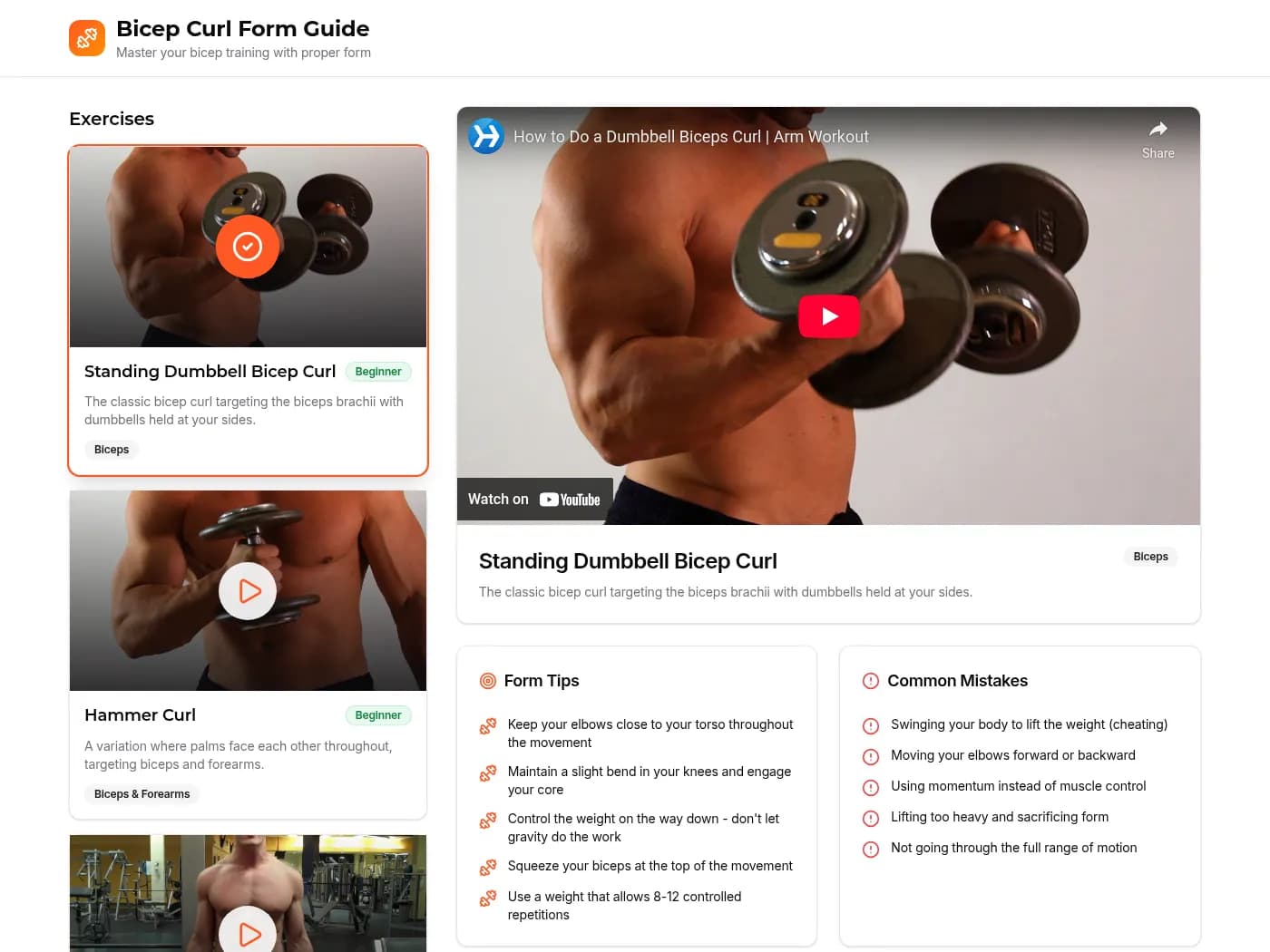 Bicep Curl Form Visualizer