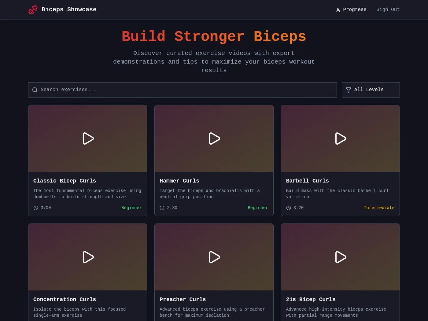 Biceps Exercise Video Showcase