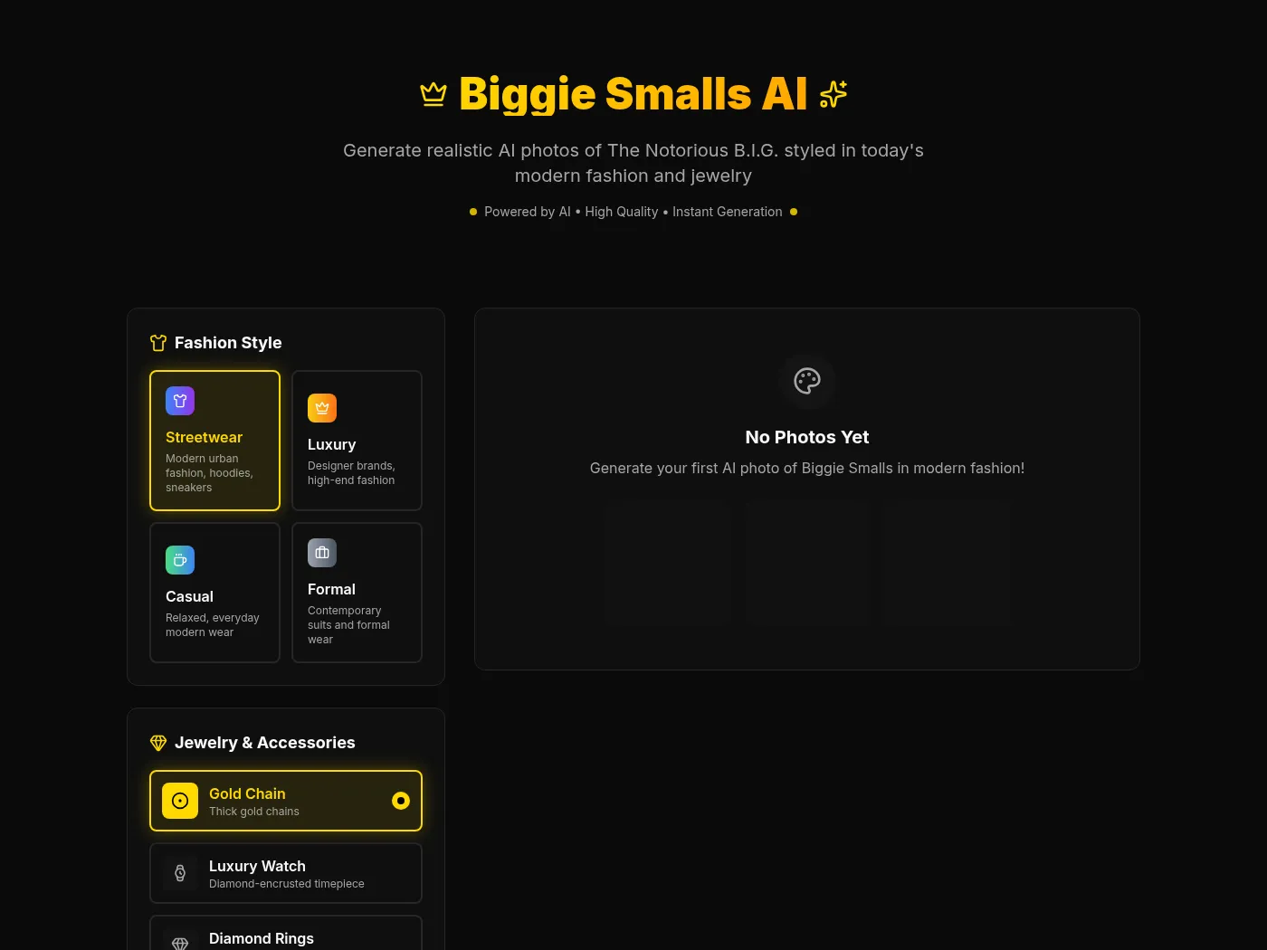 Biggie Smalls AI Fashion Photo Generator