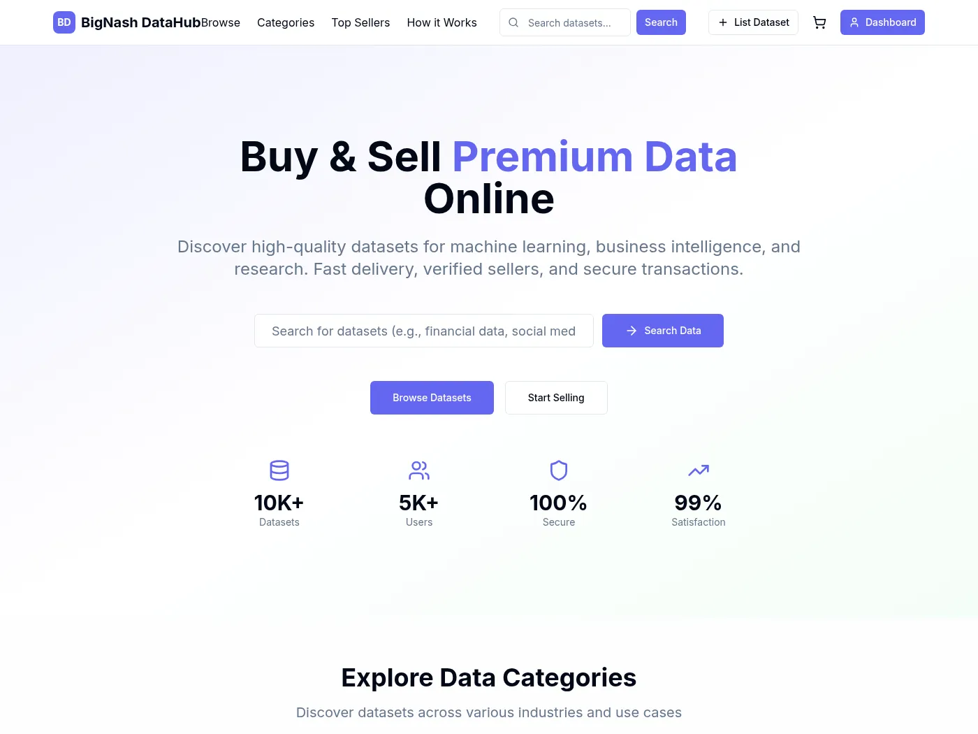 BigNash DataHub - Marketplace for Data Selling