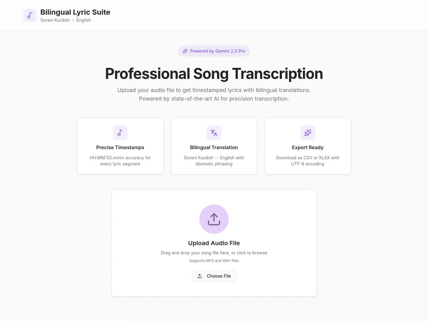 Bilingual Song Lyric Transcription & Translation Suite for Sorani Kurdish and English