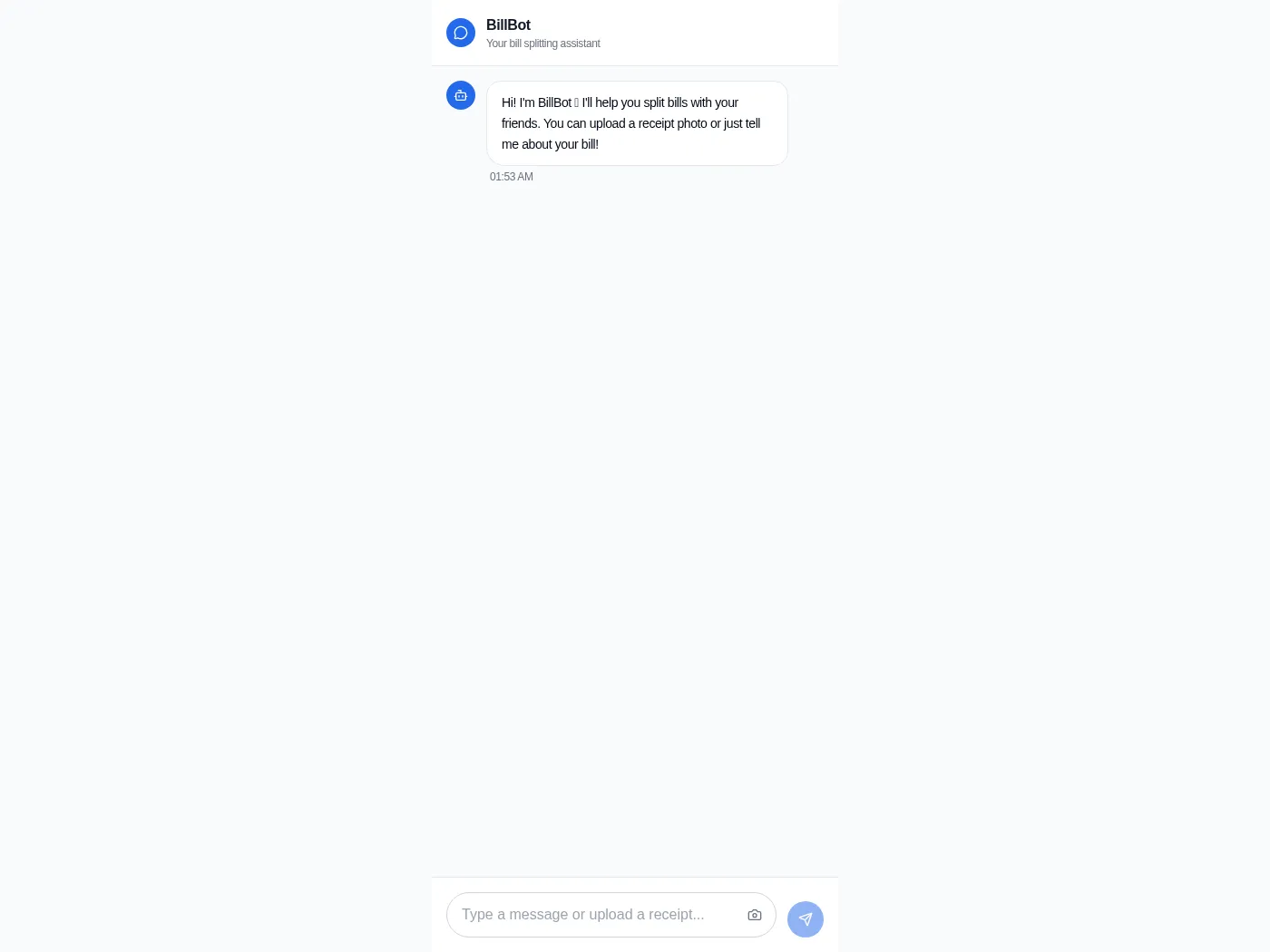BillBot: Conversational Bill Splitting Web App