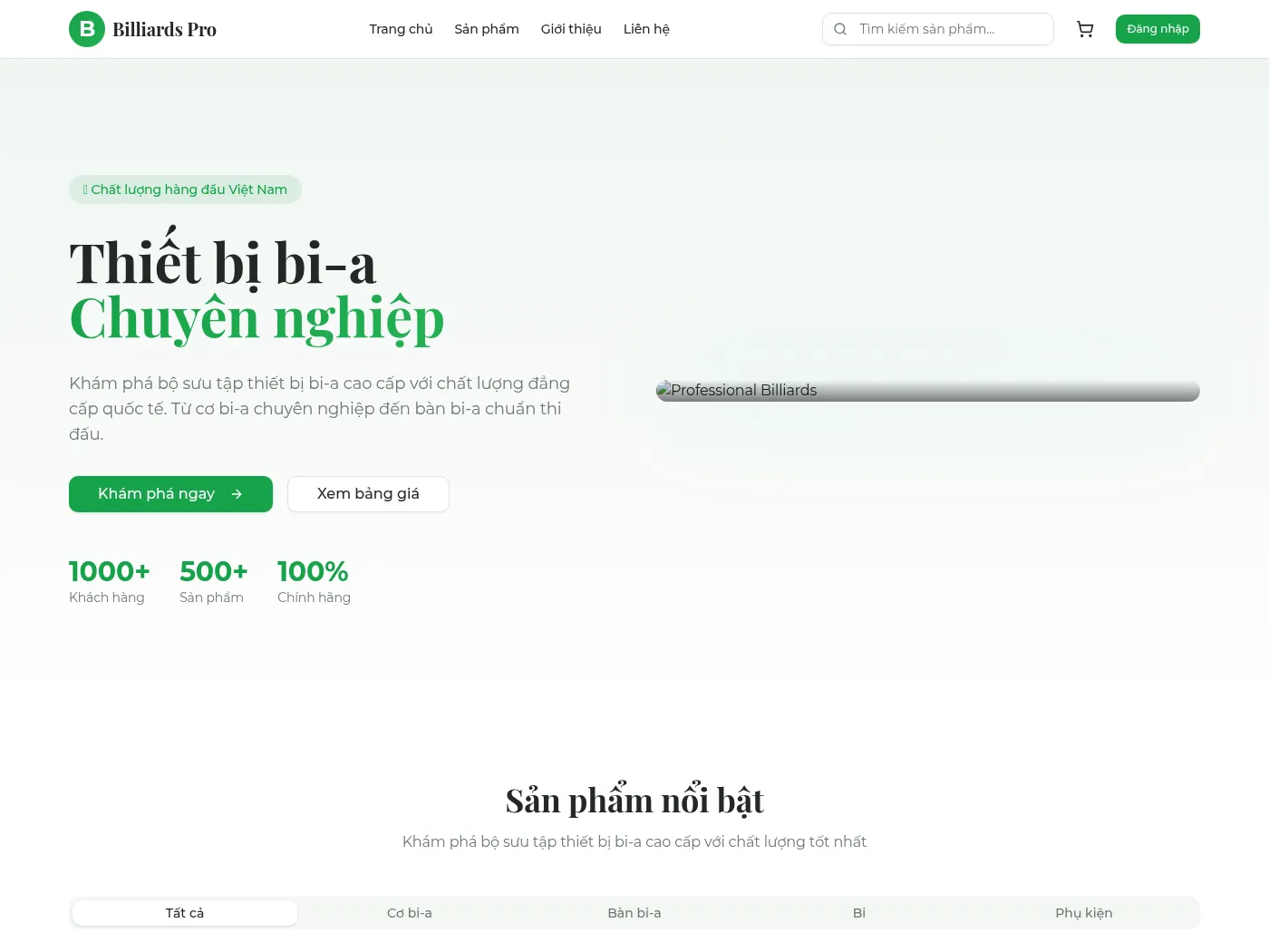 Web-Based Billiards Equipment Store