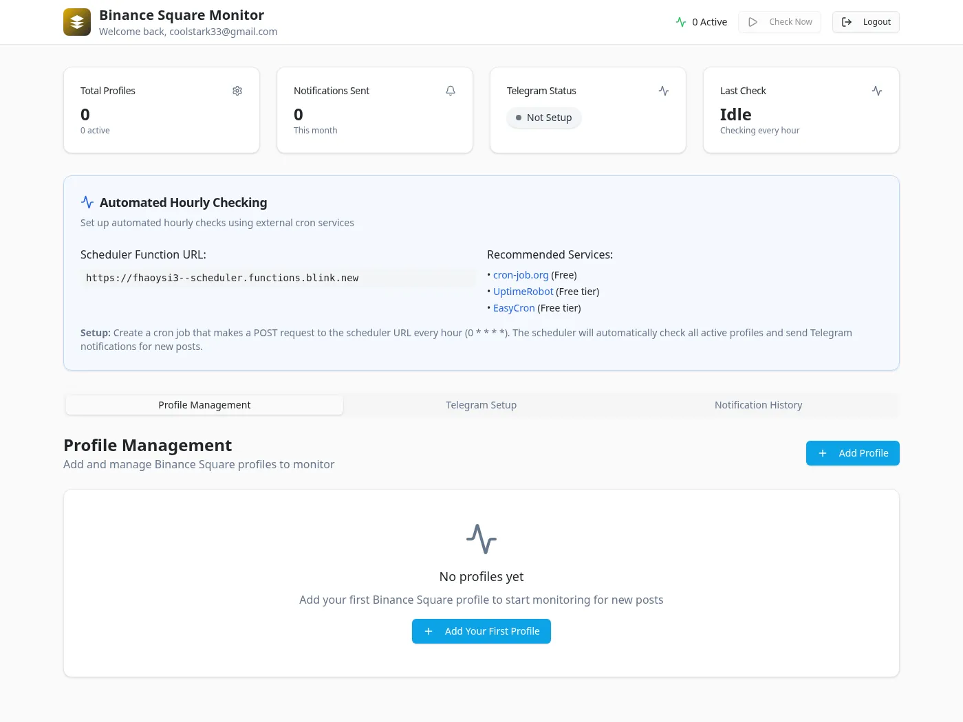 Binance Square Profile Monitor & Telegram Notifier
