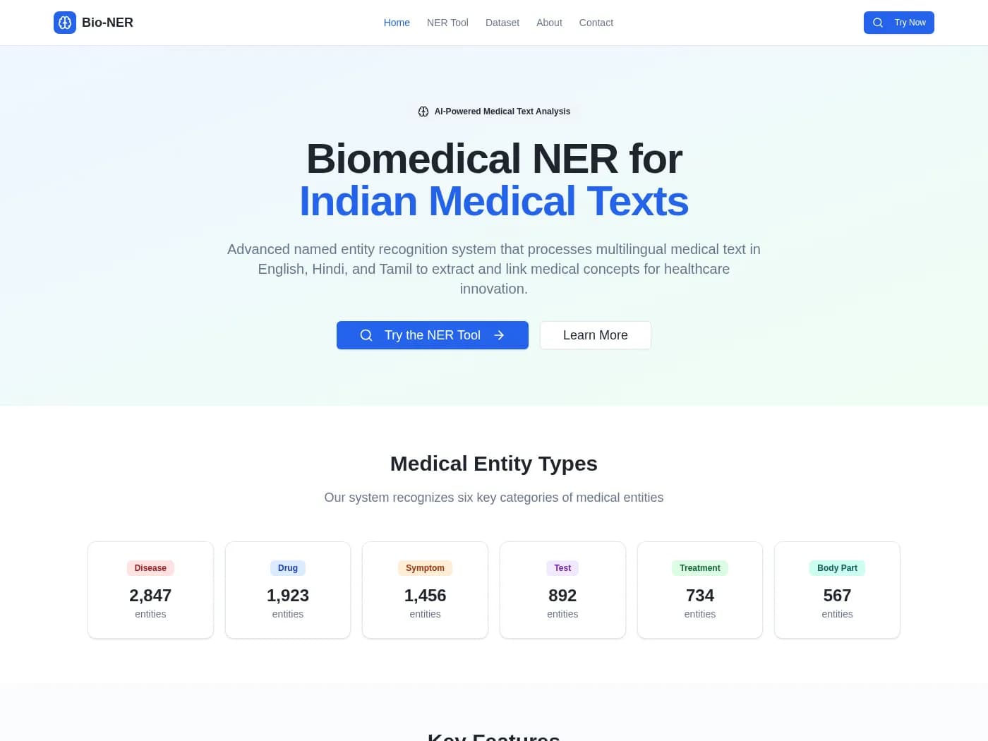 Biomedical NER Frontend for Indian Medical Texts