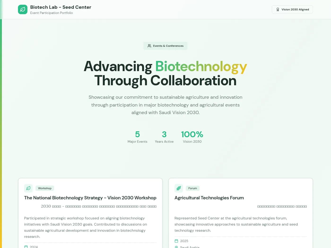 Biotech Lab Event Participation Portfolio