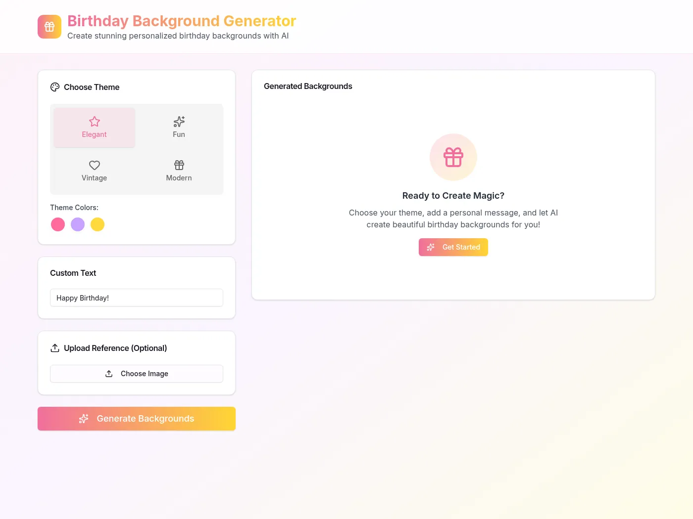 Personalized Birthday Background & Theme Generator